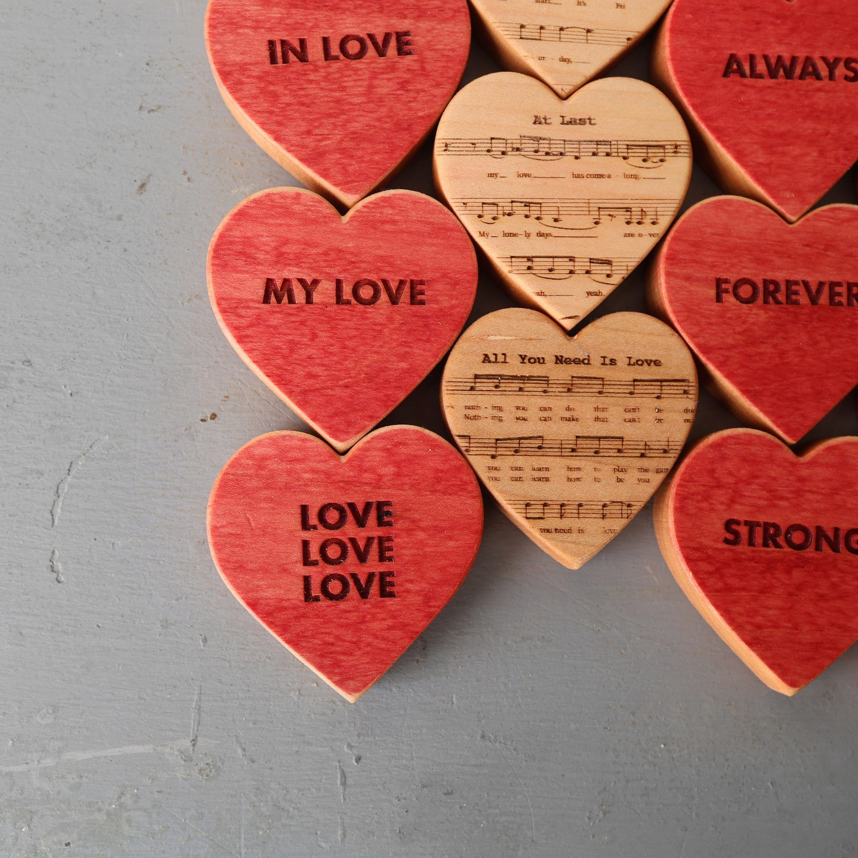 Engraved Love Song Hearts – Dennehey Design Co.