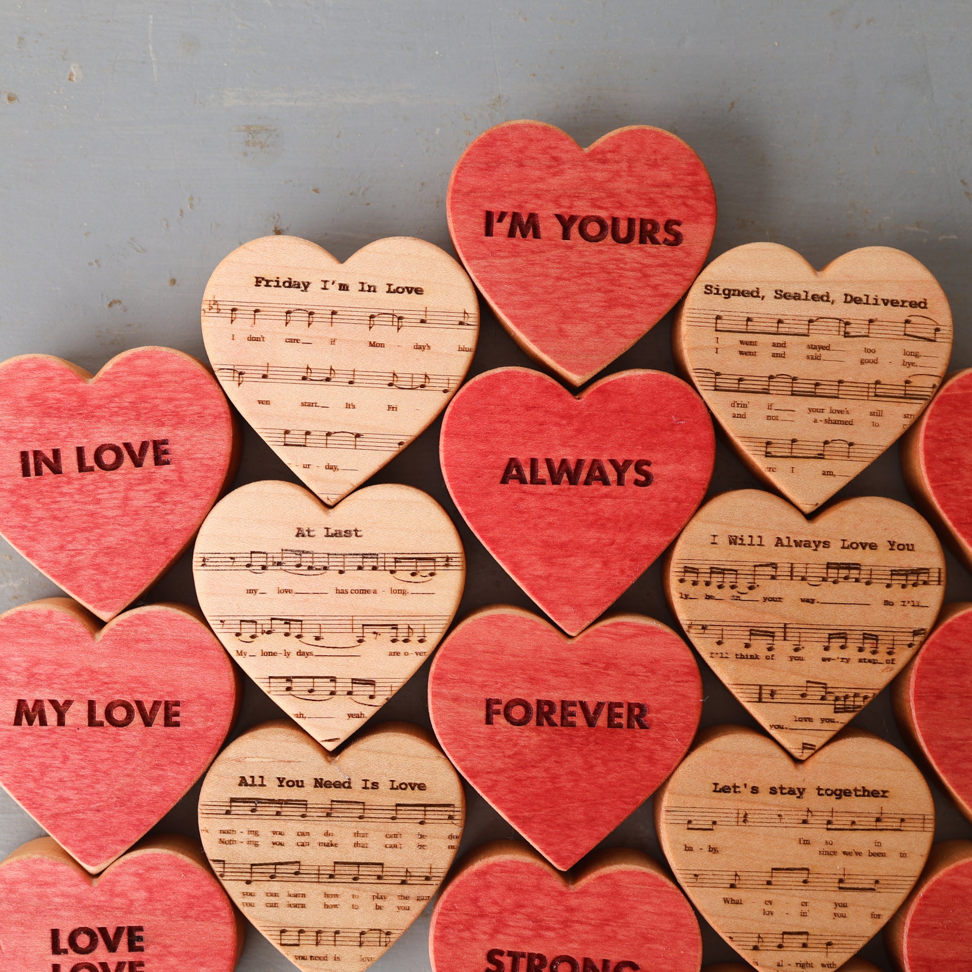 Engraved Love Song Hearts – Dennehey Design Co.