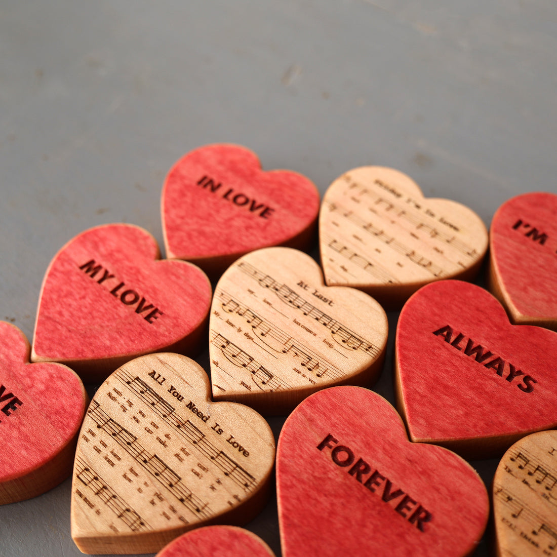 Engraved Love Song Hearts – Dennehey Design Co.