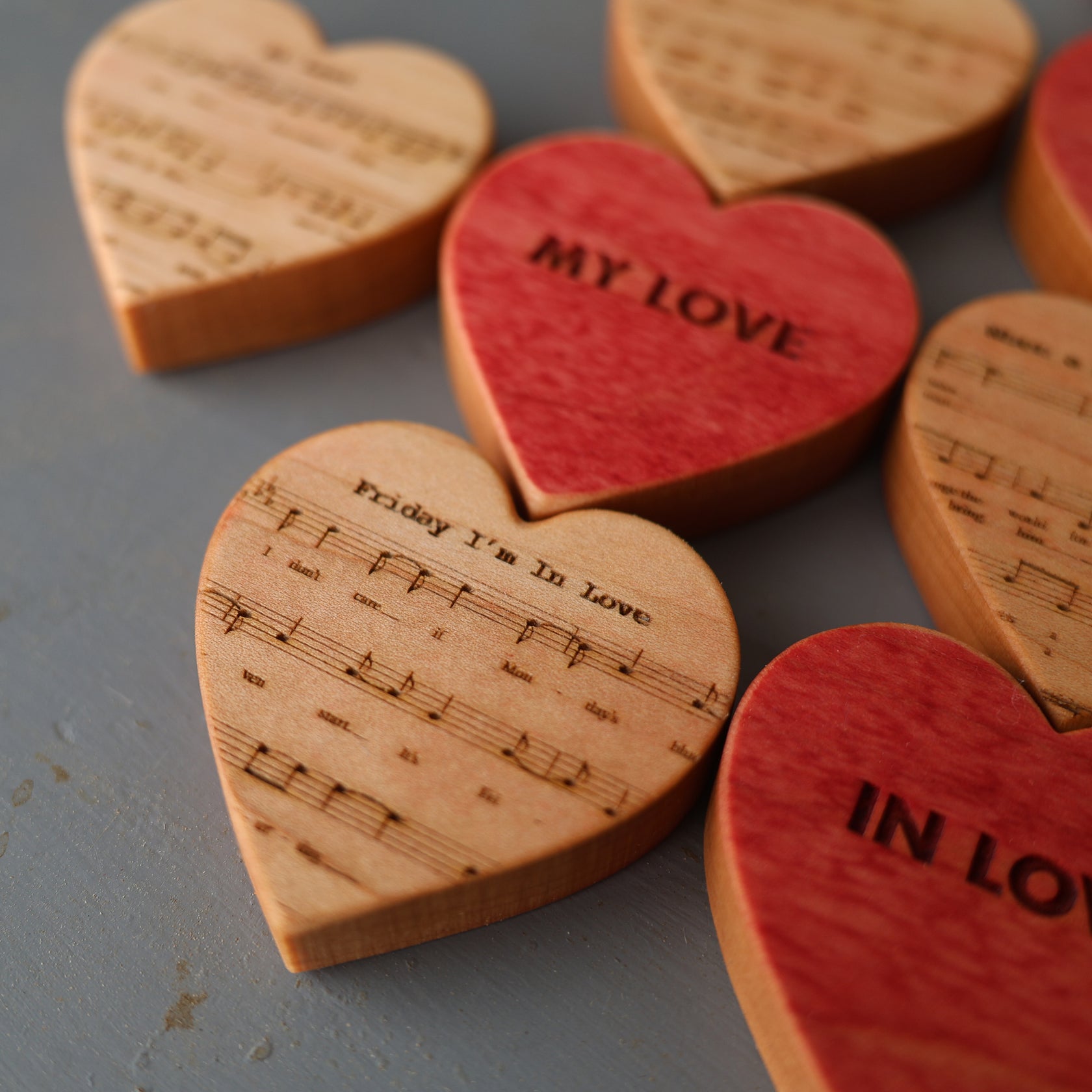 Engraved Love Song Hearts – Dennehey Design Co.