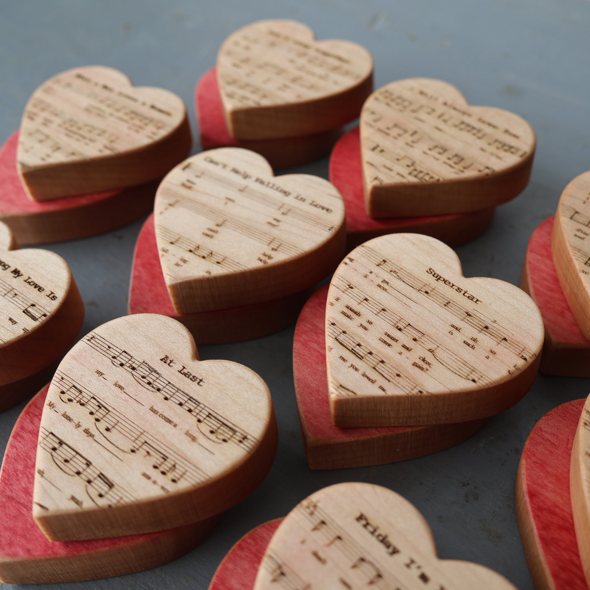 Engraved Love Song Hearts – Dennehey Design Co.