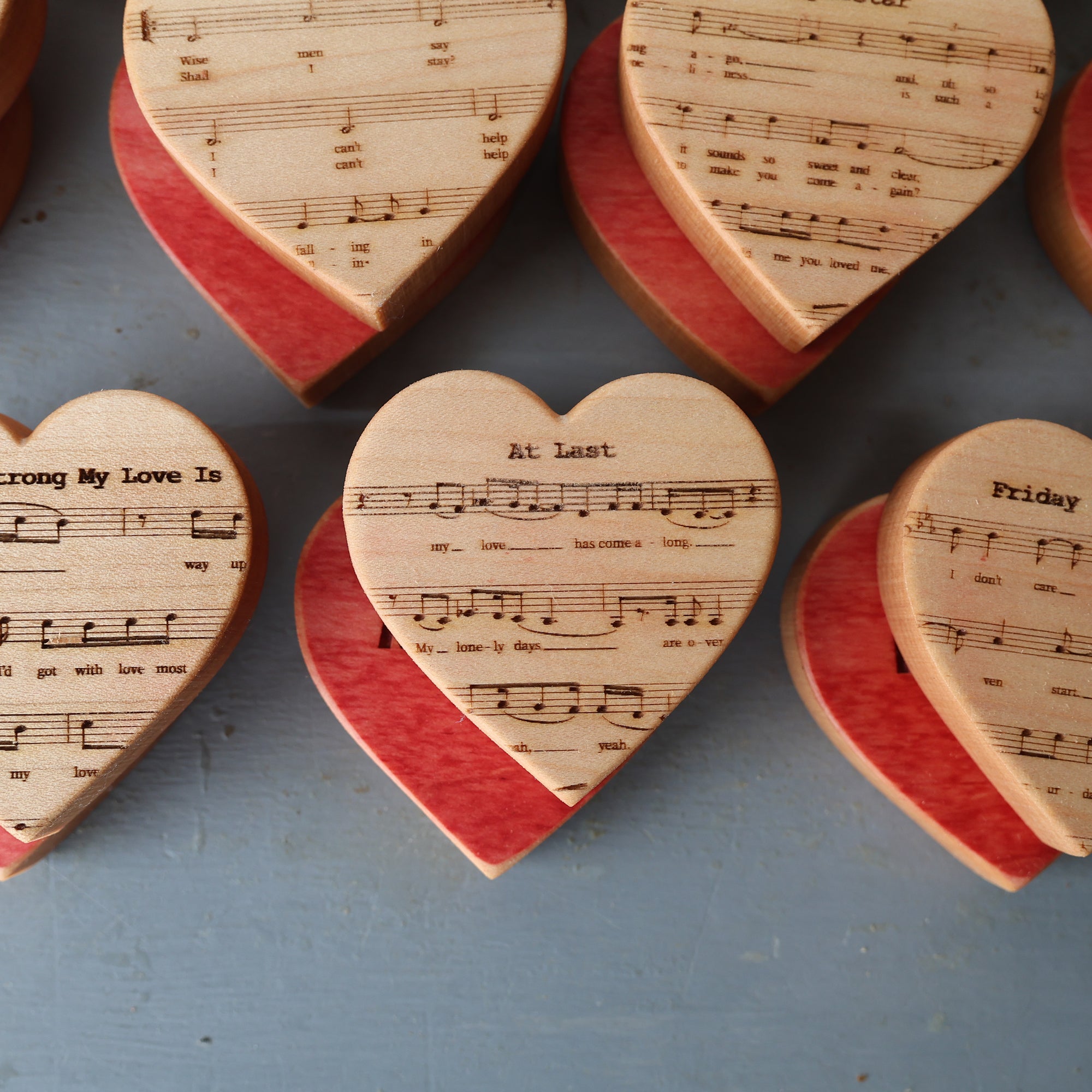 Engraved Love Song Hearts – Dennehey Design Co.