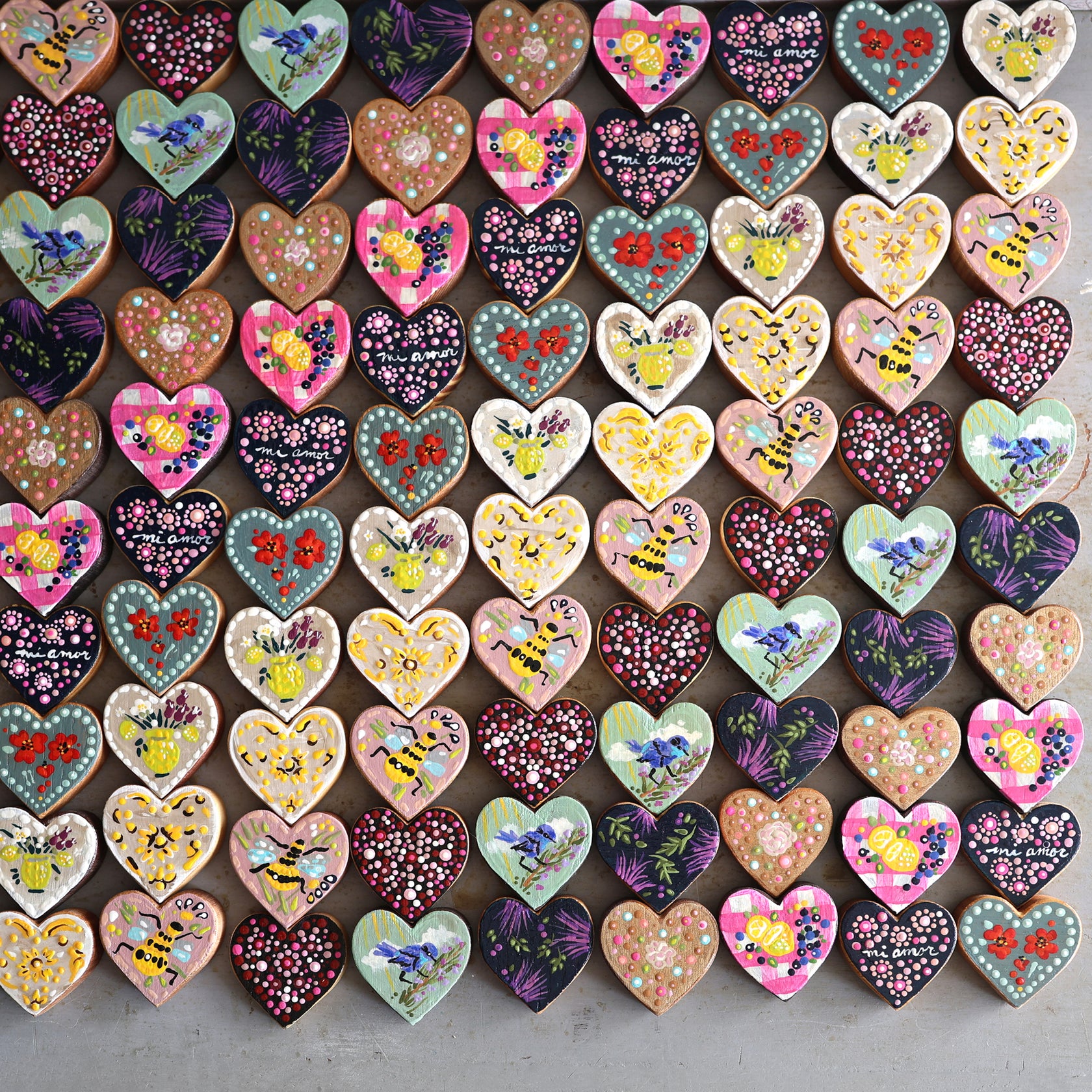 Hand-Painted Wooden Hearts – Dennehey Design Co.