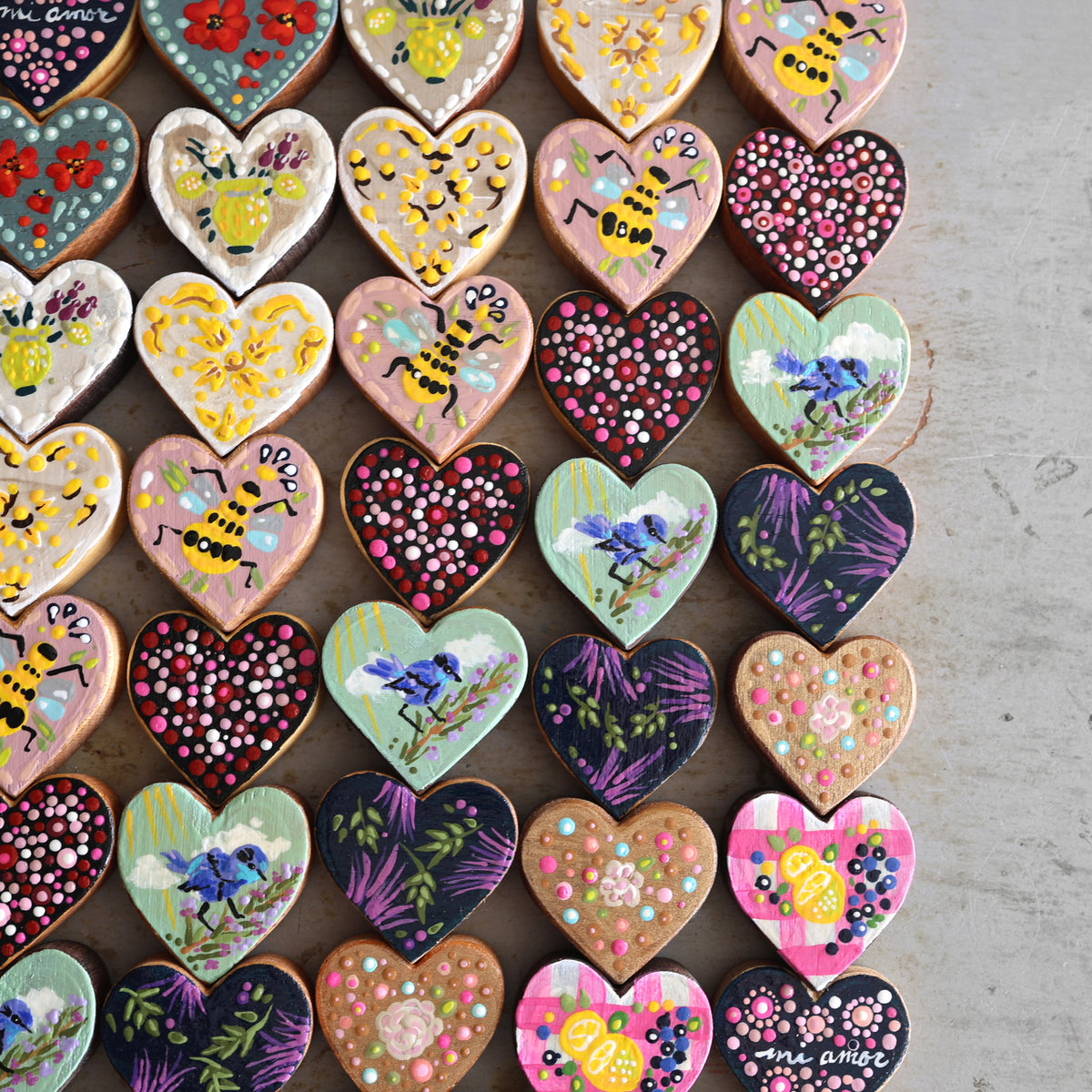 Hand-Painted Wooden Hearts – Dennehey Design Co.
